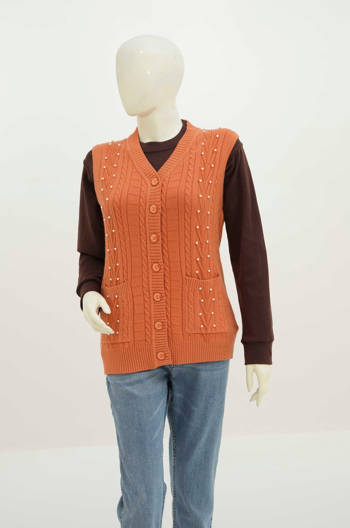 Acrylic Wool Sleeve Less Cardigan – Oxford Store