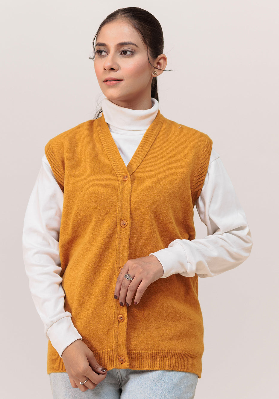 100% Lambswool Plain Sleeve Less Cardigan – Oxford Store